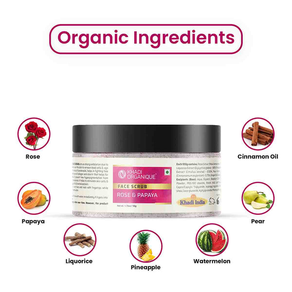 Buy Rose & Papaya Face Scrub Online In India - Khadi Organique