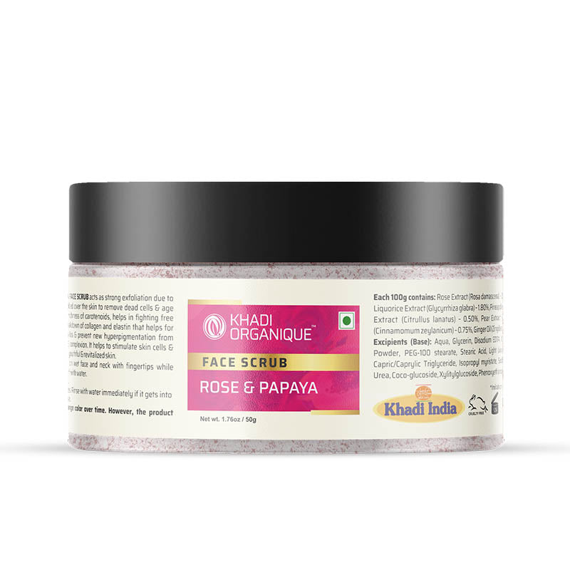 Buy Rose & Papaya Face Scrub Online In India - Khadi Organique