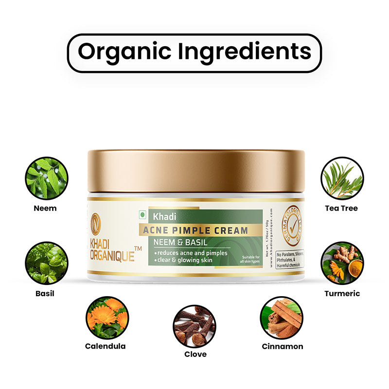 Acne Pimple Cream with No Parabens, Silicones - Khadi Organique ...