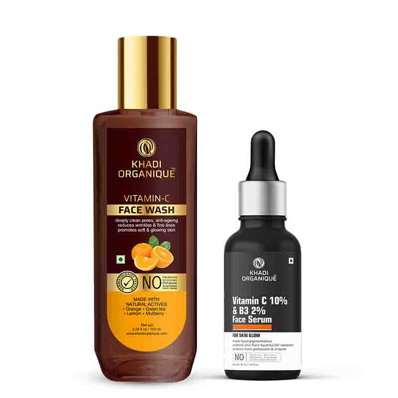 Khadi Organique Daily Bright Skin Combo (Vitamin C Fash Wash + Vitamin ...