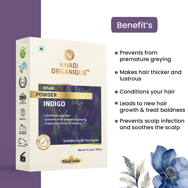 Khadi Organique Indigo Powder | Ayurveda Indigo Powder | Organic Indigo ...