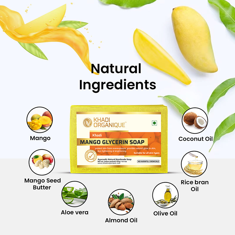 Buy Handmade Mango Glycerine Soap (Pack Of 3) - Khadi Organique