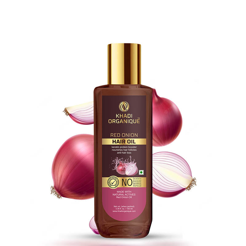 Buy Red Onion Hair Oil for Hair Fall Control And Hair Growth Oil - Khadi Organique