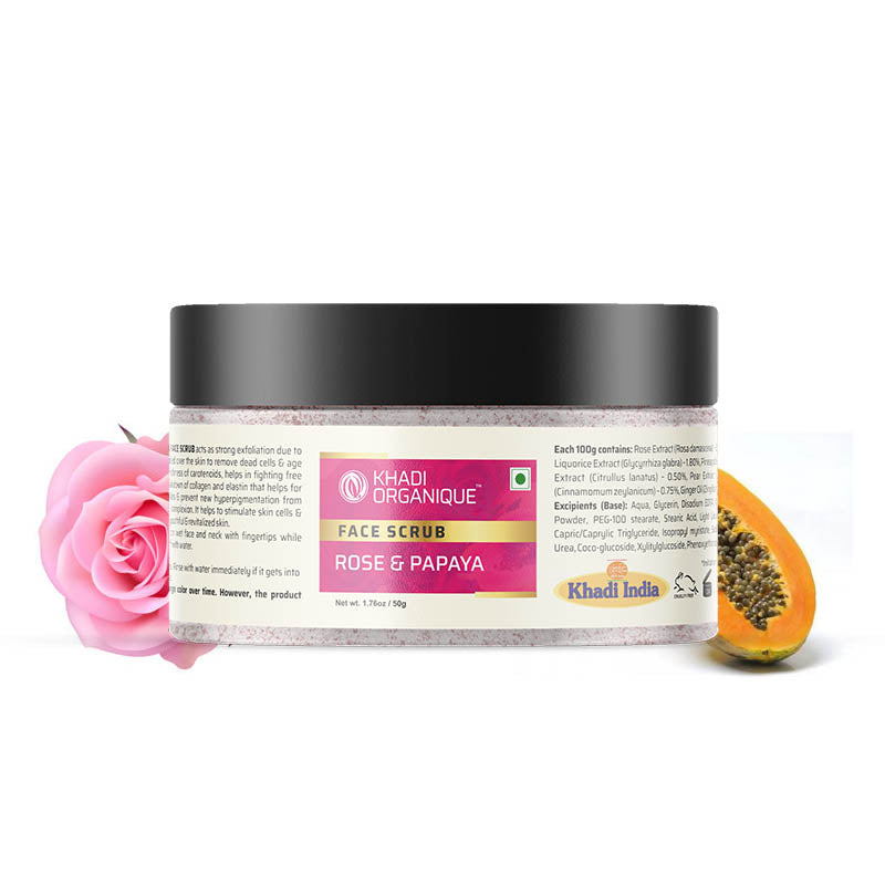 Buy Rose & Papaya Face Scrub Online In India - Khadi Organique