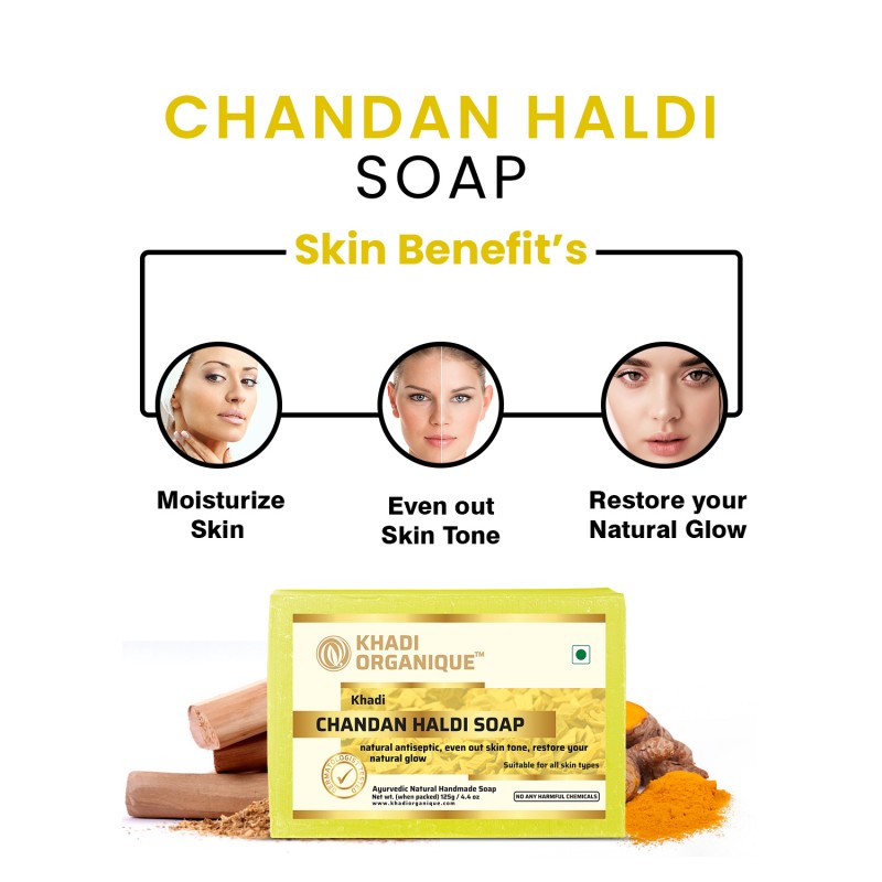 Buy Khadi Organique Chandan Haldi Soap (Pack Of 3) Online In India