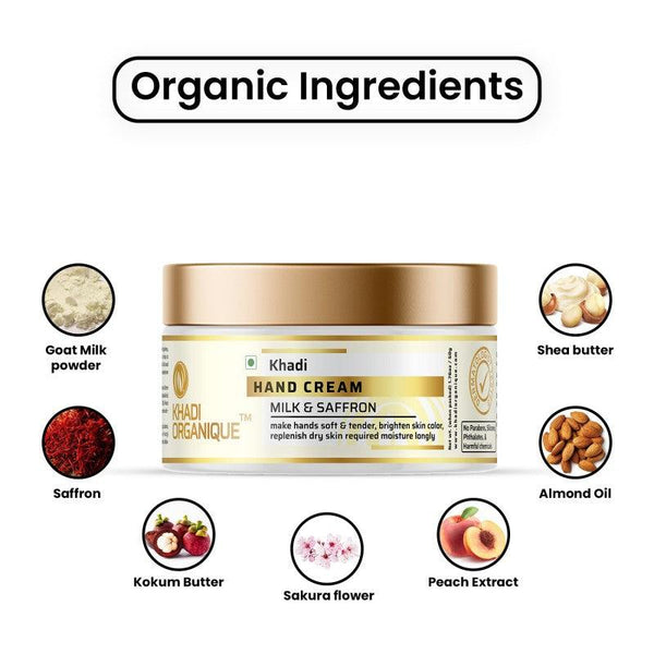 Buy Natural Milk & Saffron Hand Cream - Khadi Organique