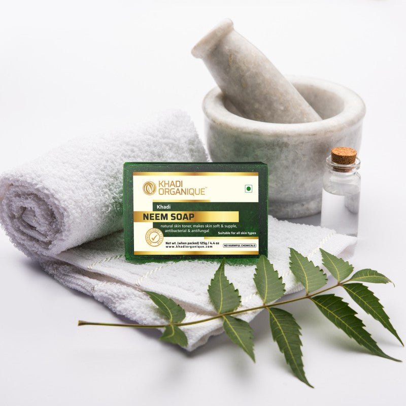 Khadi Organique Pure Neem Soap (Pack Of 3) | Natural Handmade Neem Soap